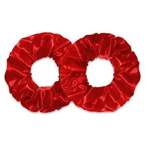 6FIFTYTWO® Pure Mulberry Silk Scrunchies Set Of 2 - Red