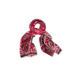 Saachi Paisley Motif Reversible Scarf - Red