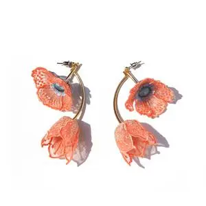 NANA WATANABE Flowers At Dawn Embroidered Earrings - Pink