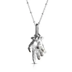 KASUN LONDON Hand Of The Protector Pendant Black Diamond - Silver