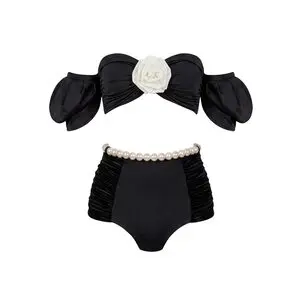 NUR KARAATA Porto Pearl Bikini Set - Black