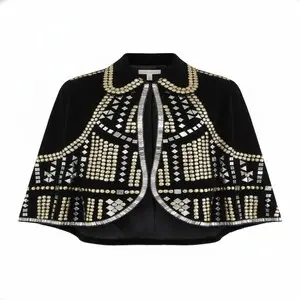 Saachi Velvet Embellished Capelet