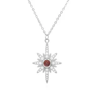 LUNA CHARLES Heidi North Star Birthstone Necklace - Silver
