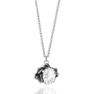 UNALOE Coleus Ovalis Sterling Silver Necklace With Zirconia - Silver/white