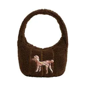 LOST PATTERN Pan Pan Half Moon Shearling Bag - Brown