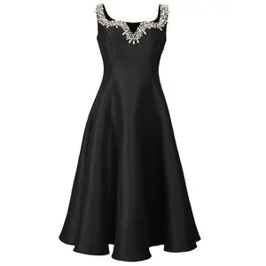 SMART AND JOY Sweetheart Cleavage Beaded Cocktail Dress - Black
