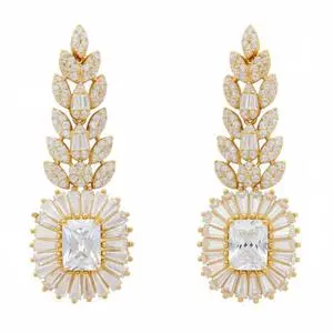 LATELITA Countess Gemstone Drop Earrings - White/gold