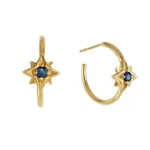 CHARLOTTE'S WEB JEWELLERY Guiding North Star Vermeil Hoop Earrings With Sapphire - Gold