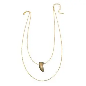 HEATHER HAWKINS Gemstone Horn Drape Necklace - Gold