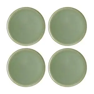 Turgla Home Sage Round Porcelain Side Plates, Set Of Four - Green