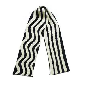 CCY CURRENCY Neutrals Striped Scarf Popcorn - Black