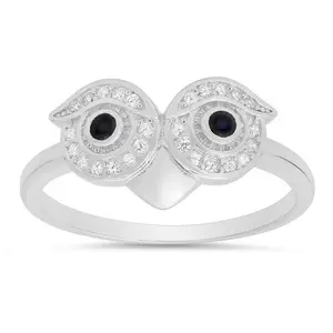 KYLIE HARPER Sterling Owl Band Ring With Cubic Zirconia - Silver