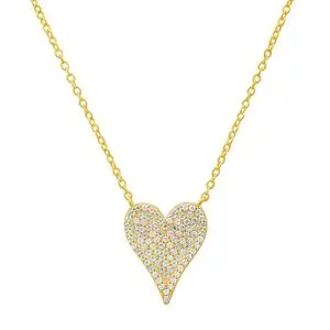 KYLIE HARPER Elongated Diamond CZ Heart Pendant Necklace