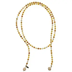 FARRA Jade And Rhinestone Necklace - Orange
