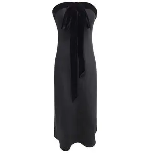 RIVIERA SOIRÉE Grace Velvet Bow Strapless Midi Dress