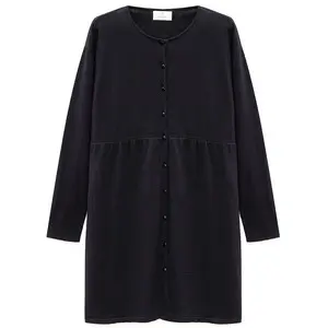 PERALUNA Leah Shirred Knit Mini Shirt Dress - Black
