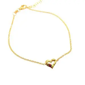 AMY DELSON JEWELRY Valentina Garnet Heart Bracelet - Gold/red
