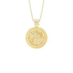 VANIMY Strength & Bravery Coin Medallion Necklace - Gold