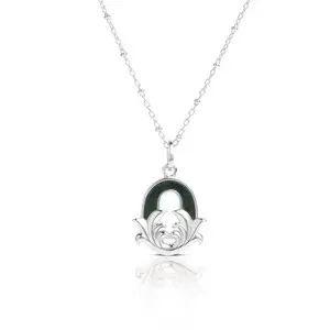 KASUN LONDON Solid O Initial Necklace With Green Marble - Silver