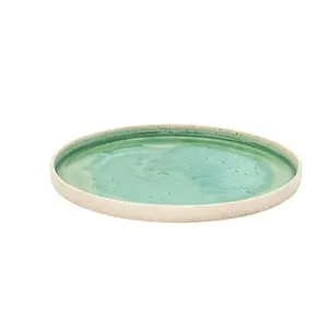 ANATOLIACRAFT Hic Ceramics Medium River Round Plate — Handcrafted Stoneware Serving Plate - Green