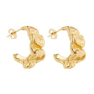 BALLINGER 18ct -plated Crumpled Statement Hoop Earrings - Gold