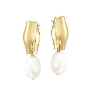 BIKO Amphora Pearl Stud Earrings - Gold
