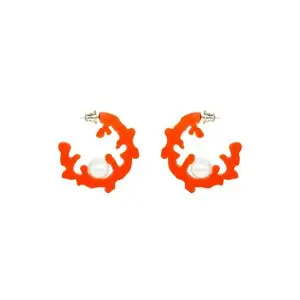 GISSA BICALHO Coral And Pearl Hoop Earrings - Orange