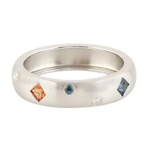 ARTISAN Flush-set Sapphire And Diamond Band Ring - White