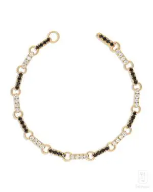 THE JEWELZ Eclipse Link Bracelet With Black Spinel And White Cubic Zirconia
