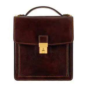 TIME RESISTANCE Small Leather Briefcase - Brown