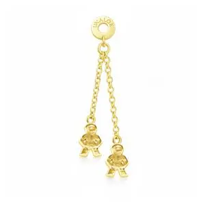 UNALOE Plated Hammered Double Chain Drop Earrings - Gold