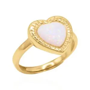 LUNA CHARLES Roxanne Opal Heart Ring - Gold