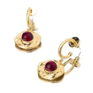 CLASSICHARMS Gold / Red Roaming Venus Gold Ruby Crystal Molten Earrings