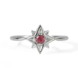 CHARLOTTE'S WEB JEWELLERY Guiding North Star Rhodolite Garnet Ring - Silver