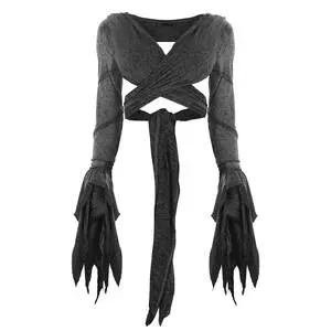 ZHENABIA Selene Open Back Bolero Top - Grey/black