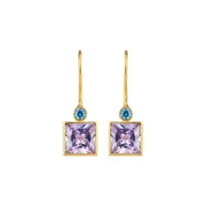 FIRERA ATELIER Zirconia Charm Earrings - Purple/blue