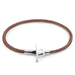 ANCHOR & CREW Copper Cambridge Silver And Rope Bracelet Pink