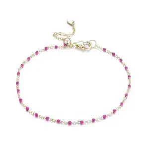 KAMARIA Enamel Beaded Chain Bracelet Pink