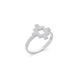 SHEIDA FARROKHI Solid White Gold Minimal Flower Ring - Silver/white