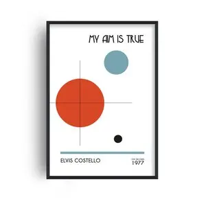FANCLUB Red / Blue / Black My Aim Is True Elvis Costello Inspired Abstract Giclée Art Print A3 - Red/blue/black