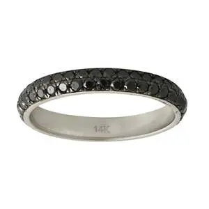 ARTISAN Black Diamond Pavé Band In 14k White Gold