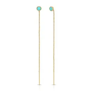 HEATHER HAWKINS 14k Yellow Gold Threader Earrings - Blue