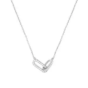 NAZZAR Pave Cable Double Linked Pendant Necklace - Silver