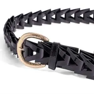 JURGI BRAND Triangle Loop Patent Leather Belt - Black/gold