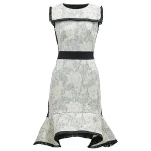 SMART AND JOY Tailored Brocade Dress With Contrasting Braids