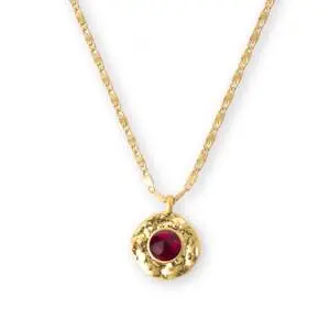 CLASSICHARMS Roaming Venus Gold Ruby Crystal Molten Pendant Necklace - Gold/red