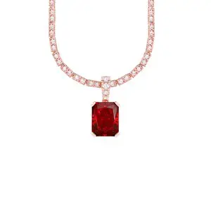 Arte Madrid Artē Madrid Rose Gold Plated Garnet Pendant Necklace - Red