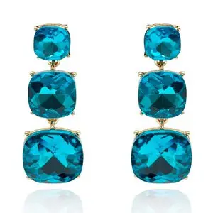 MICHAEL NASH JEWELRY Mackenzie Triple Cushion Drop Earrings - Blue