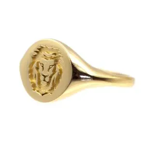 VICSTONENYC FINE JEWELRY Lion Signet Yellow Ring - Gold