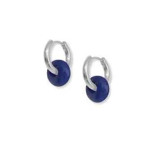 A WEATHERED PENNY Blue Agate Hoops - Silver